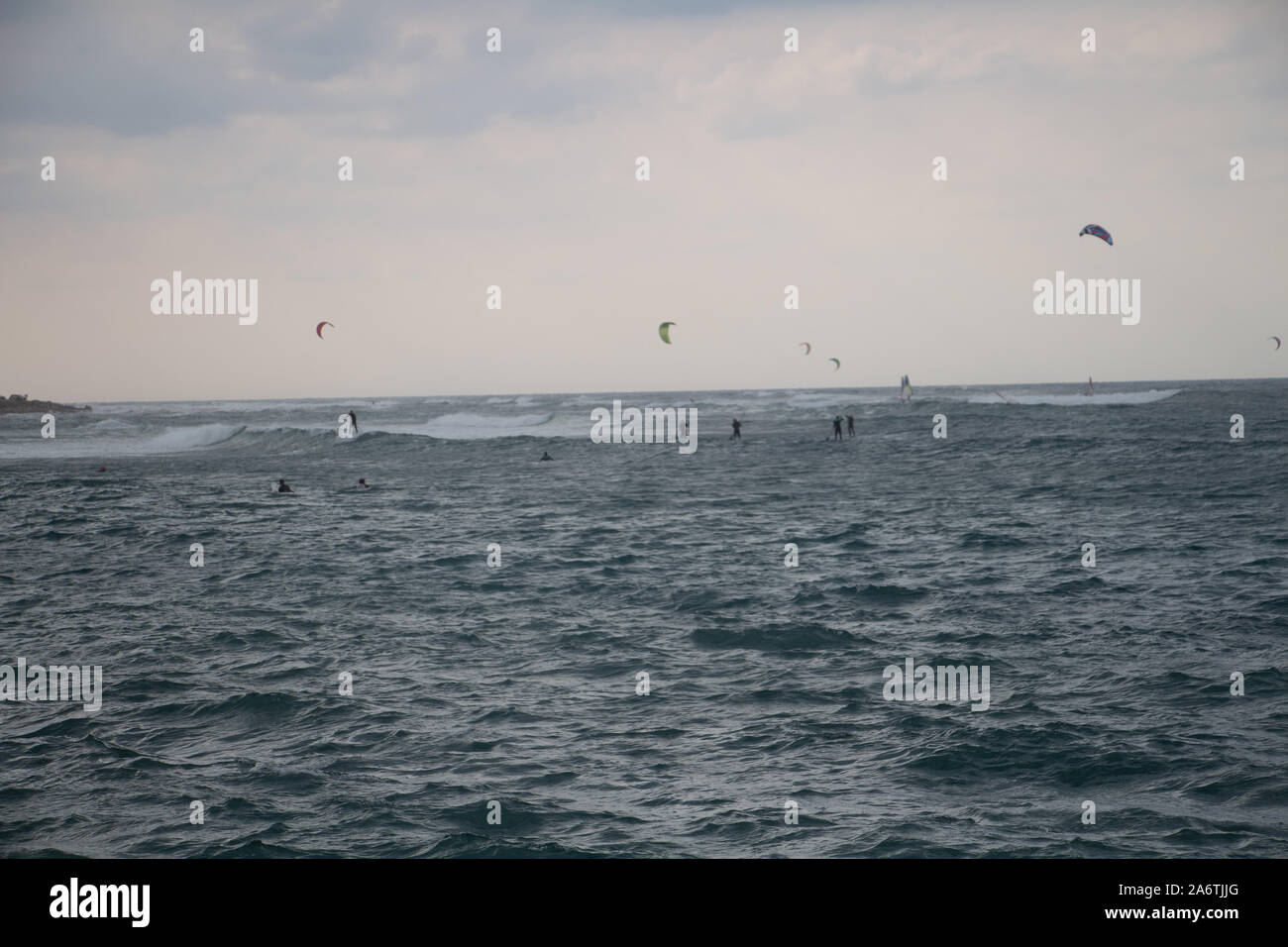 Bat Galim beach in haifa, Israel capturing waves before the storm Stock ...
