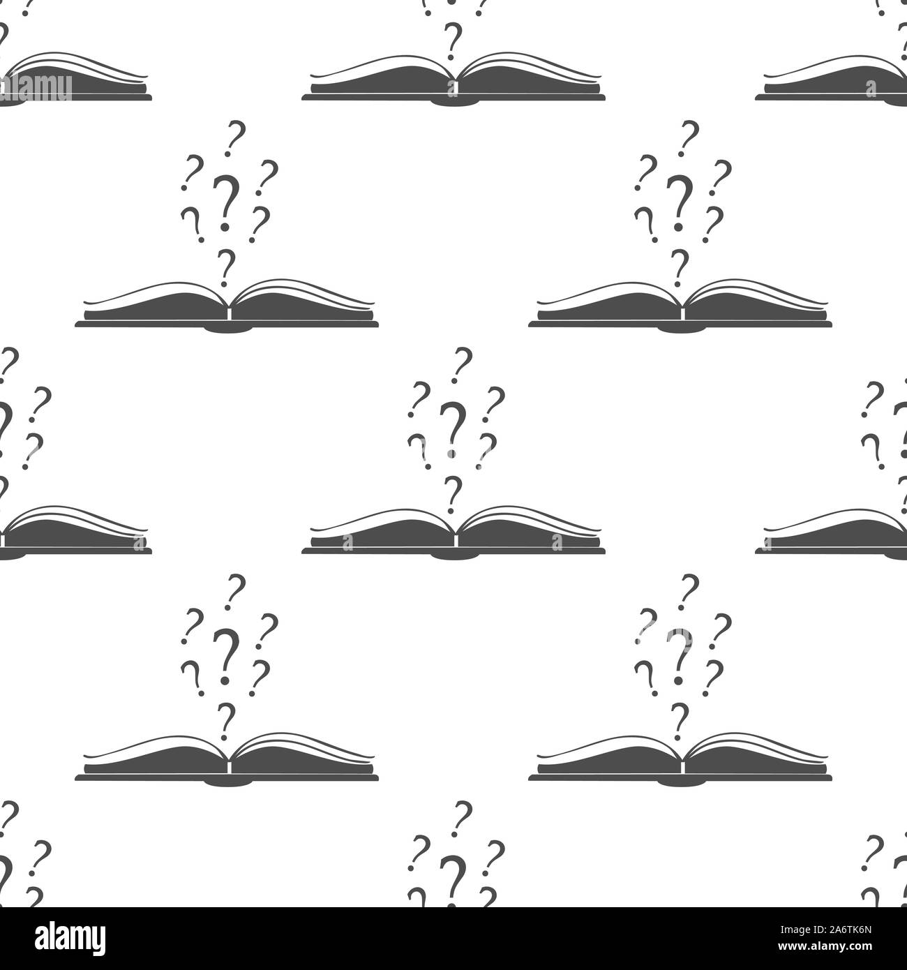 Seamless pattern with question marks above an open book. Great for wall ...