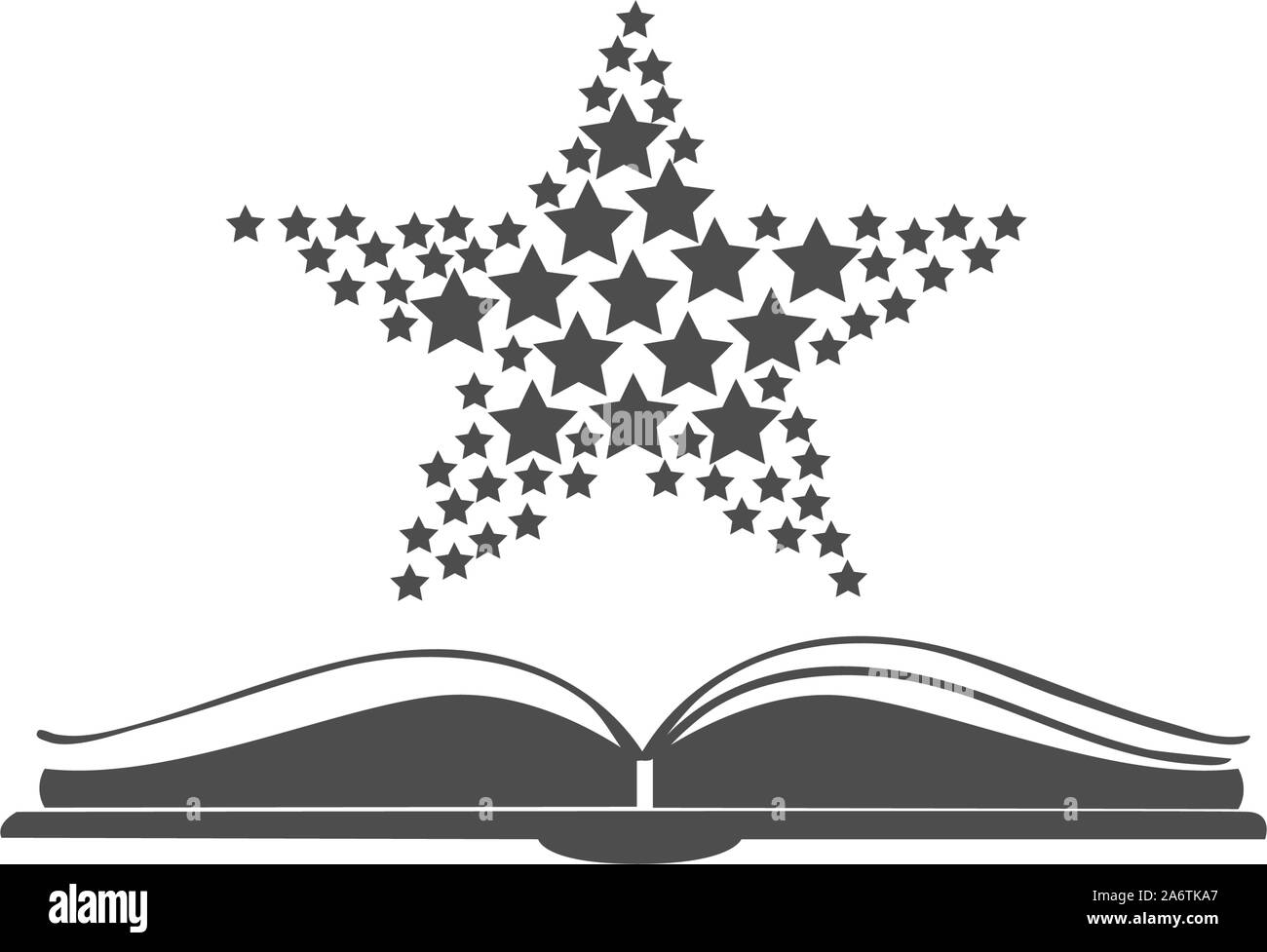 Open book vector icon with stars over it. Flat design. Open book logo ...