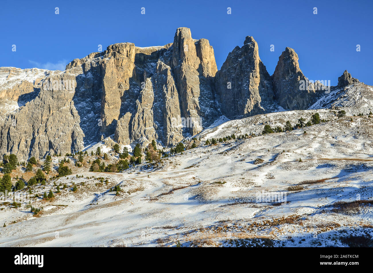 The Sella group is a plateau-shaped massif in the Dolomites mountains ...