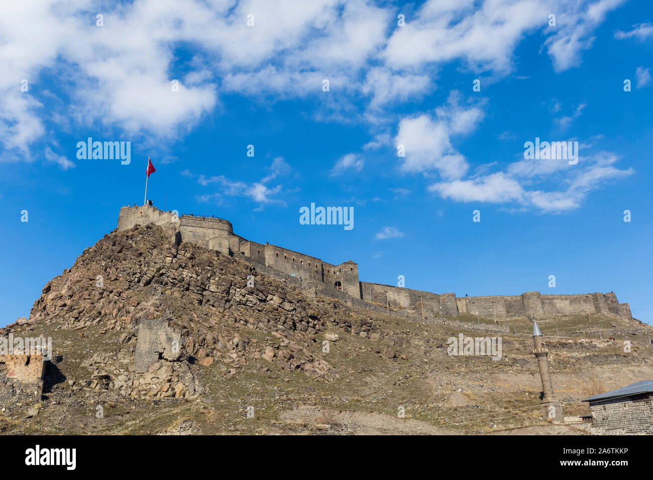 kars Castle and walls with blue sky in Turkey Stock Photo - Alamy