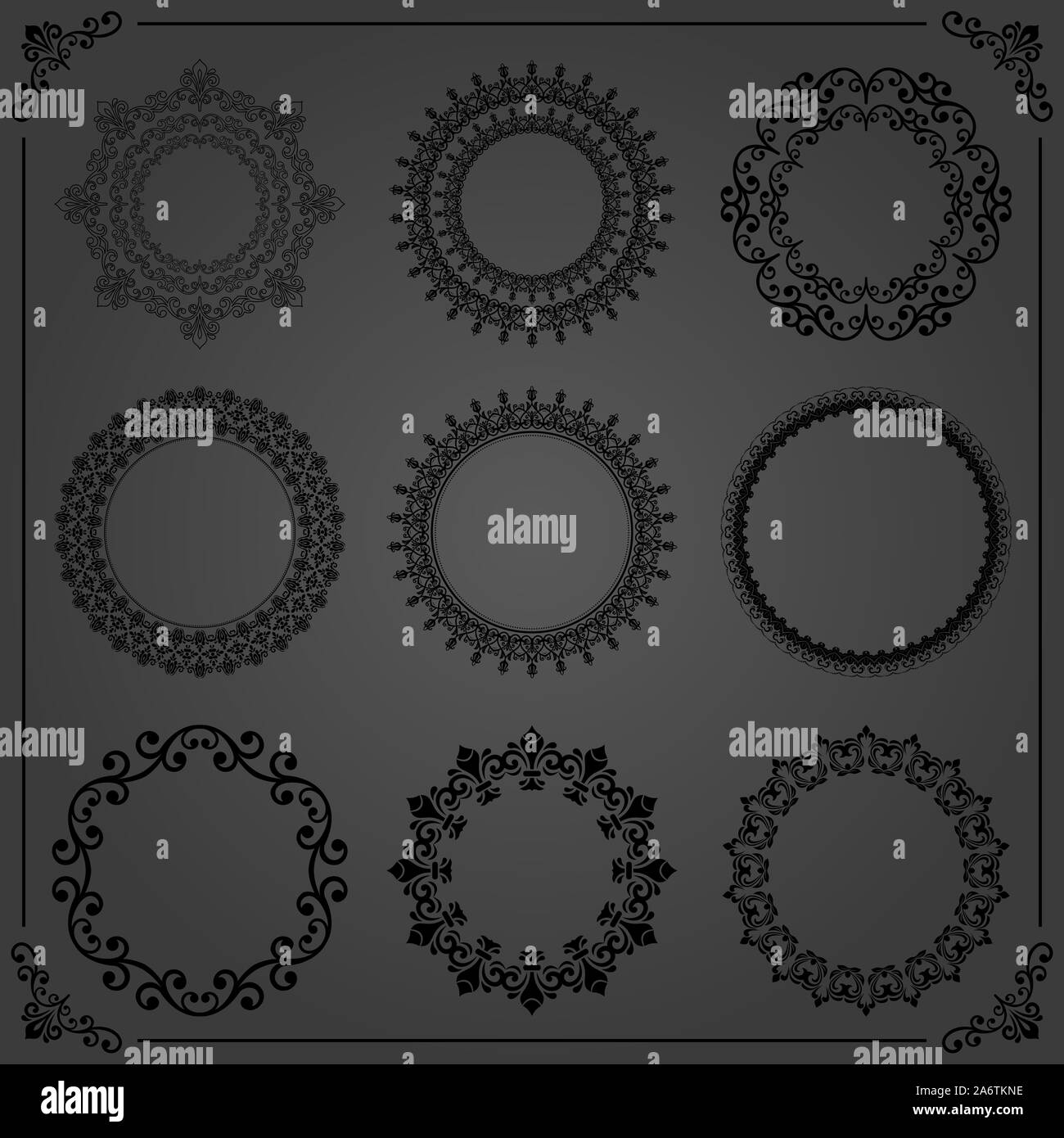 Vintage Set of Round Elements Stock Photo - Alamy