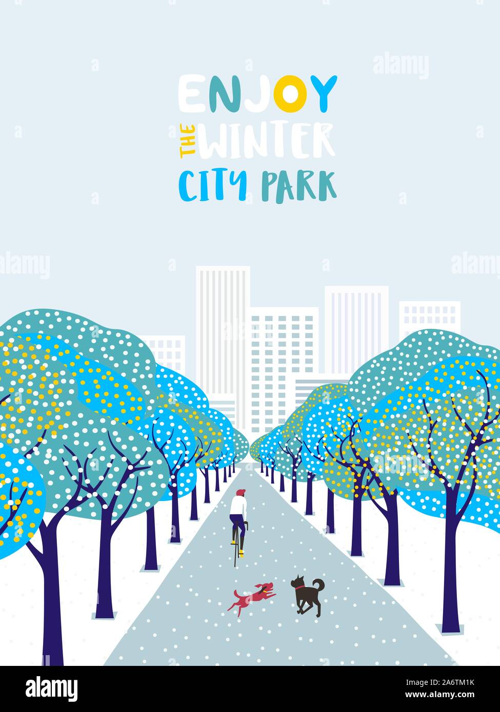 Alley in winter city park Stock Vector Images - Alamy