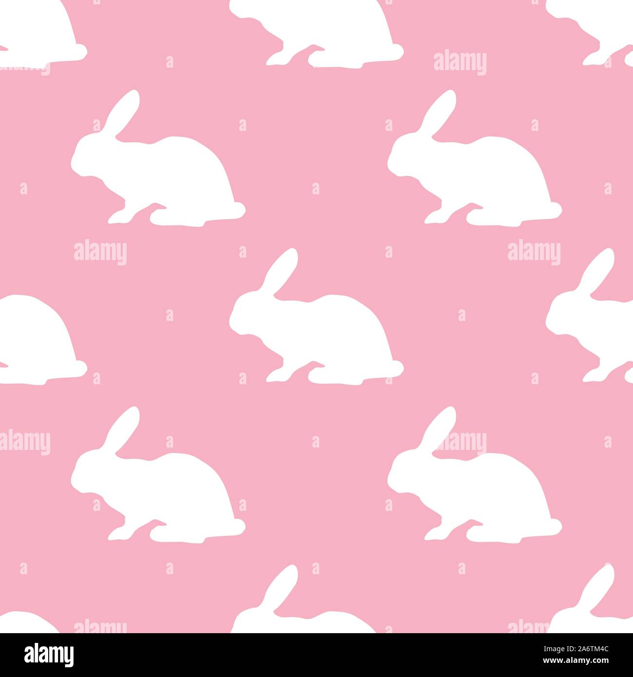 Seamless pattern with silhouette of bunny on pink background. Flat ...