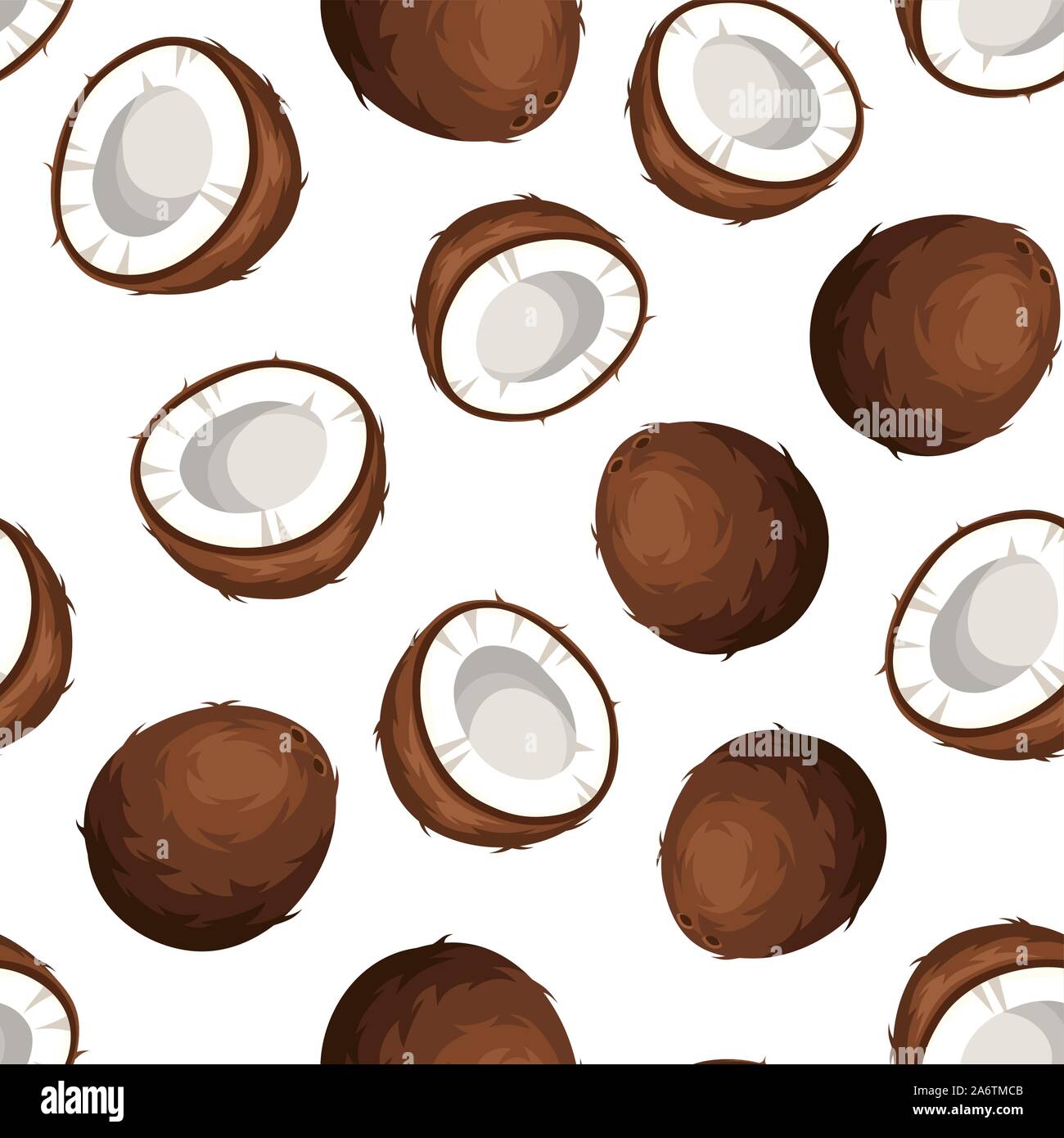 Vector seamless background with coconuts on a white background Stock ...
