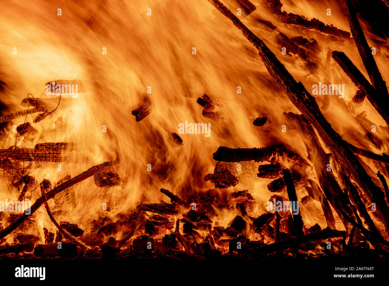 Fire burning at night Stock Photo - Alamy