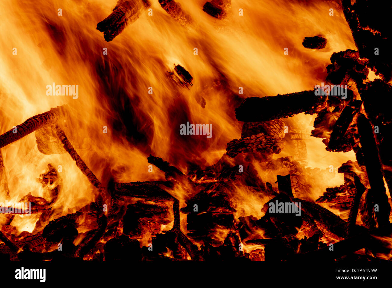 Fire burning at night Stock Photo - Alamy