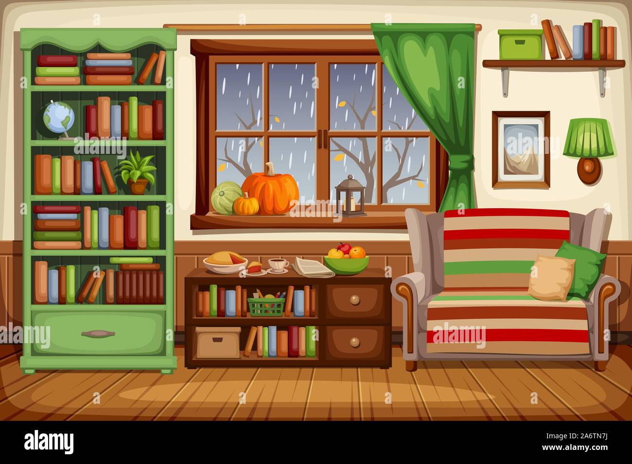 Cozy Living Room Clip Art Premium Vector | Cozy Home Interior Design