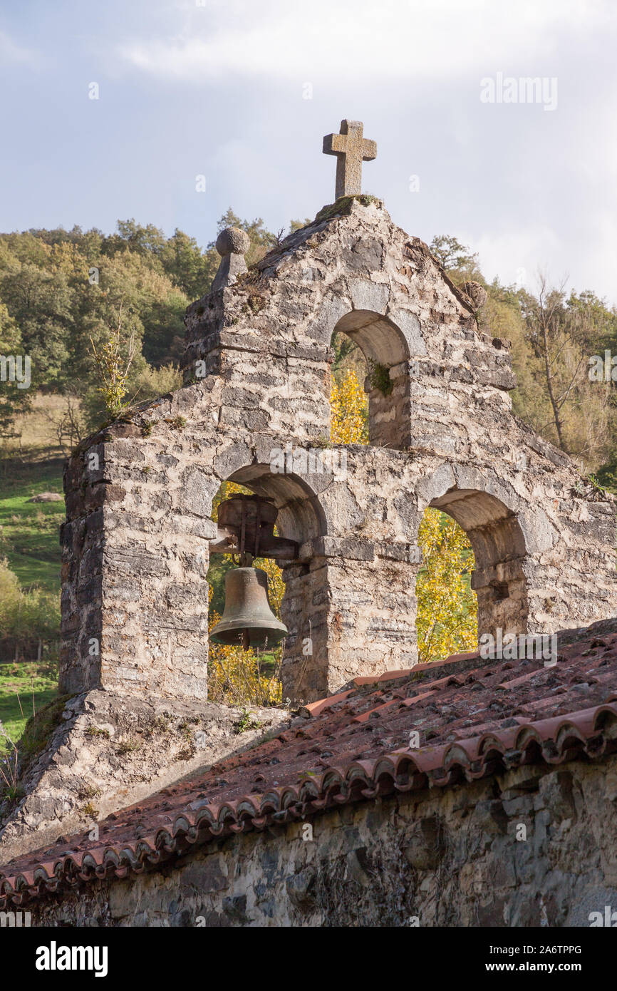 Romanesque bell tower in Liebana, Cantabria, Spain Stock Photo - Alamy