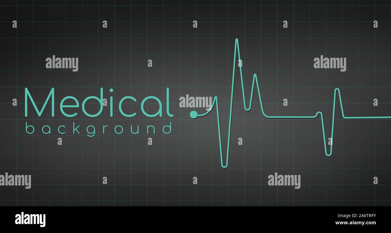 heartbeat ekg pulse tracing on black background, medical or health ...