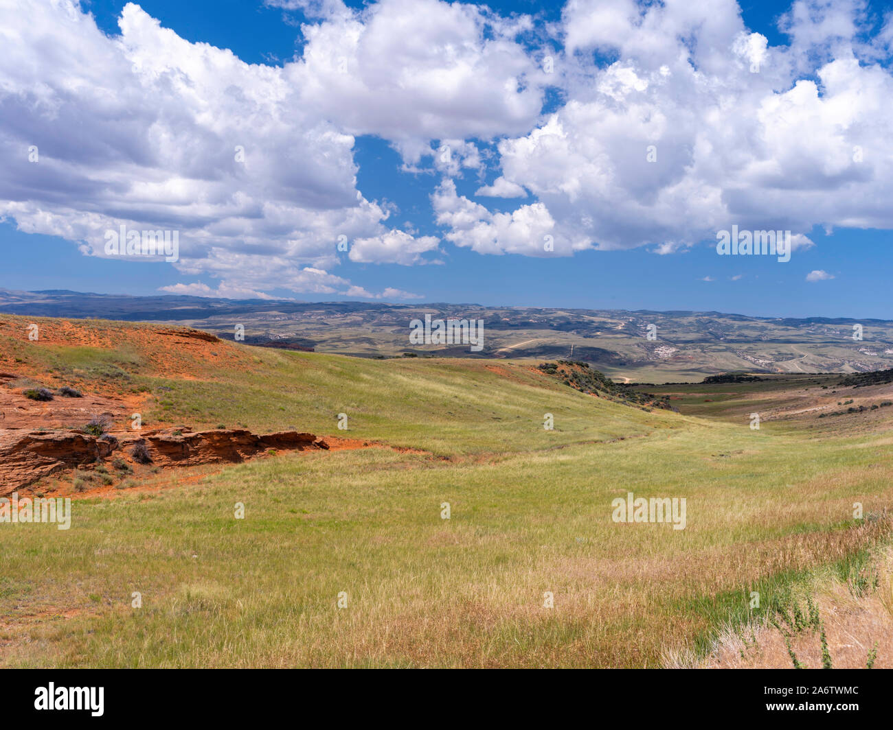 Daytime image looking westward in remote Natrona County, Wyoming, USA ...