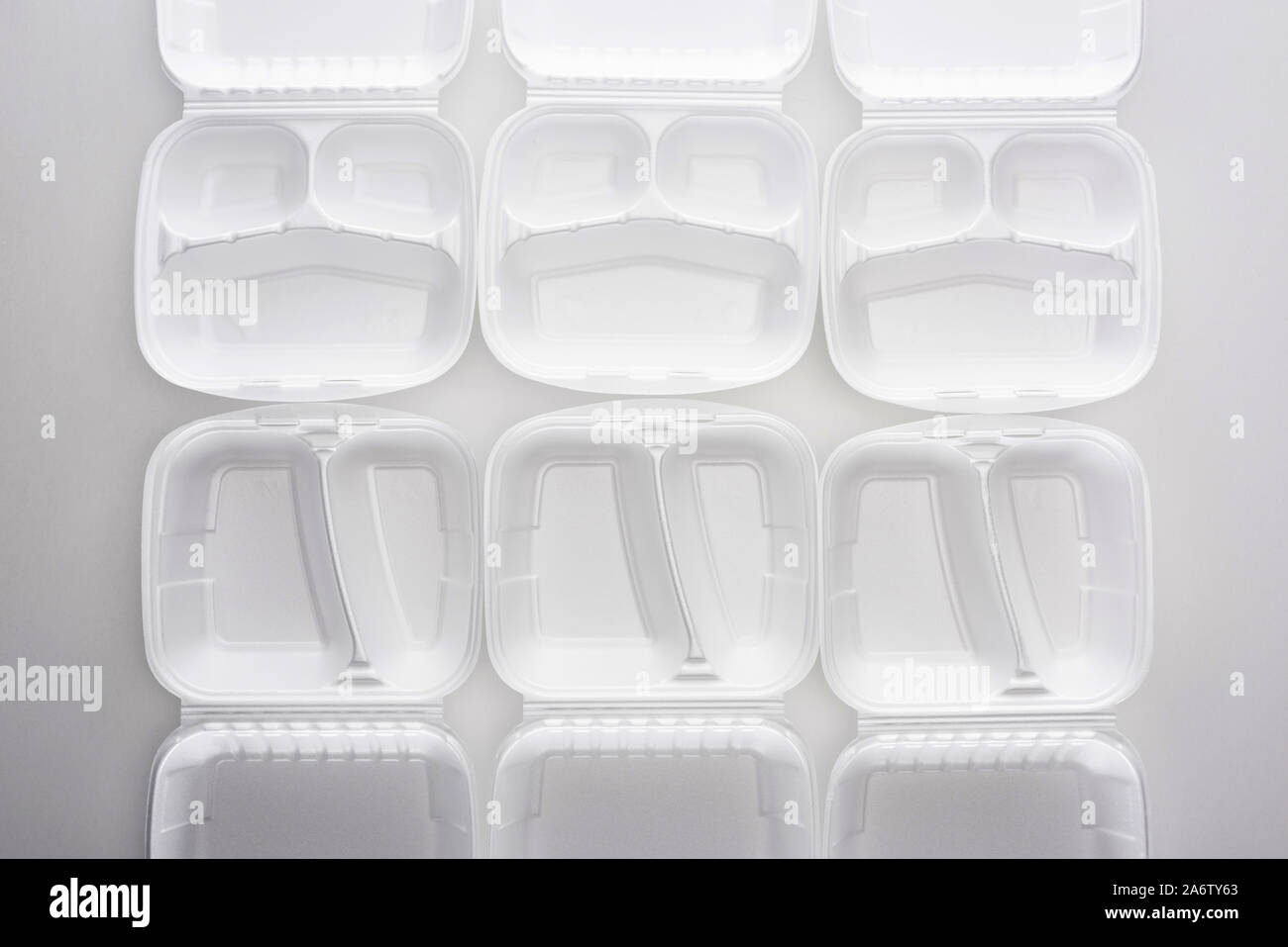 top view of empty eco packages on white background Stock Photo - Alamy