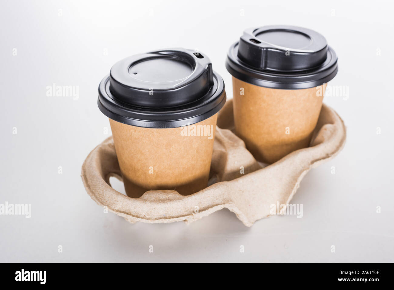 paper cups with coffee in cardboard tray on white background Stock ...