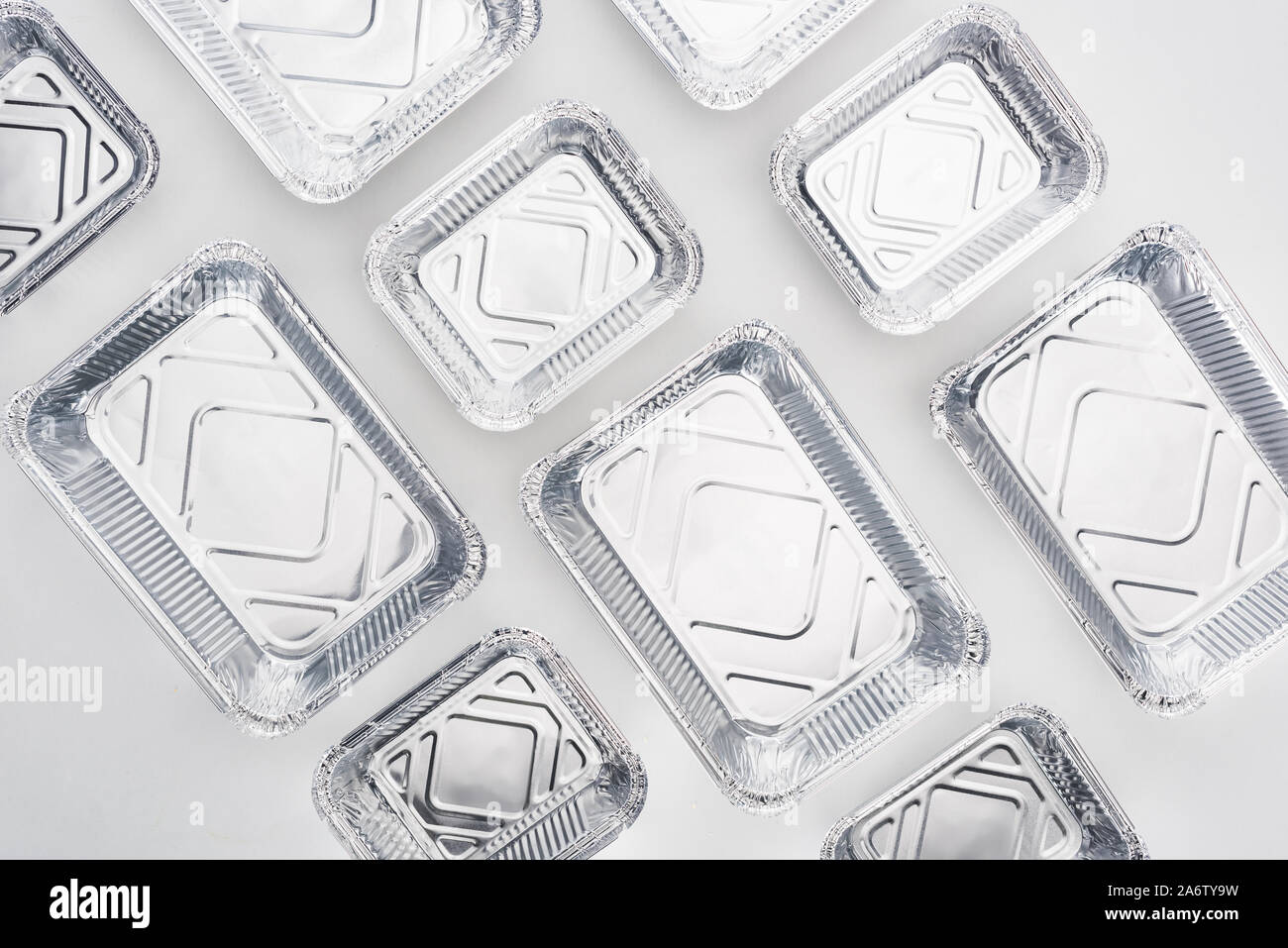 top view of empty eco packages on white background Stock Photo - Alamy