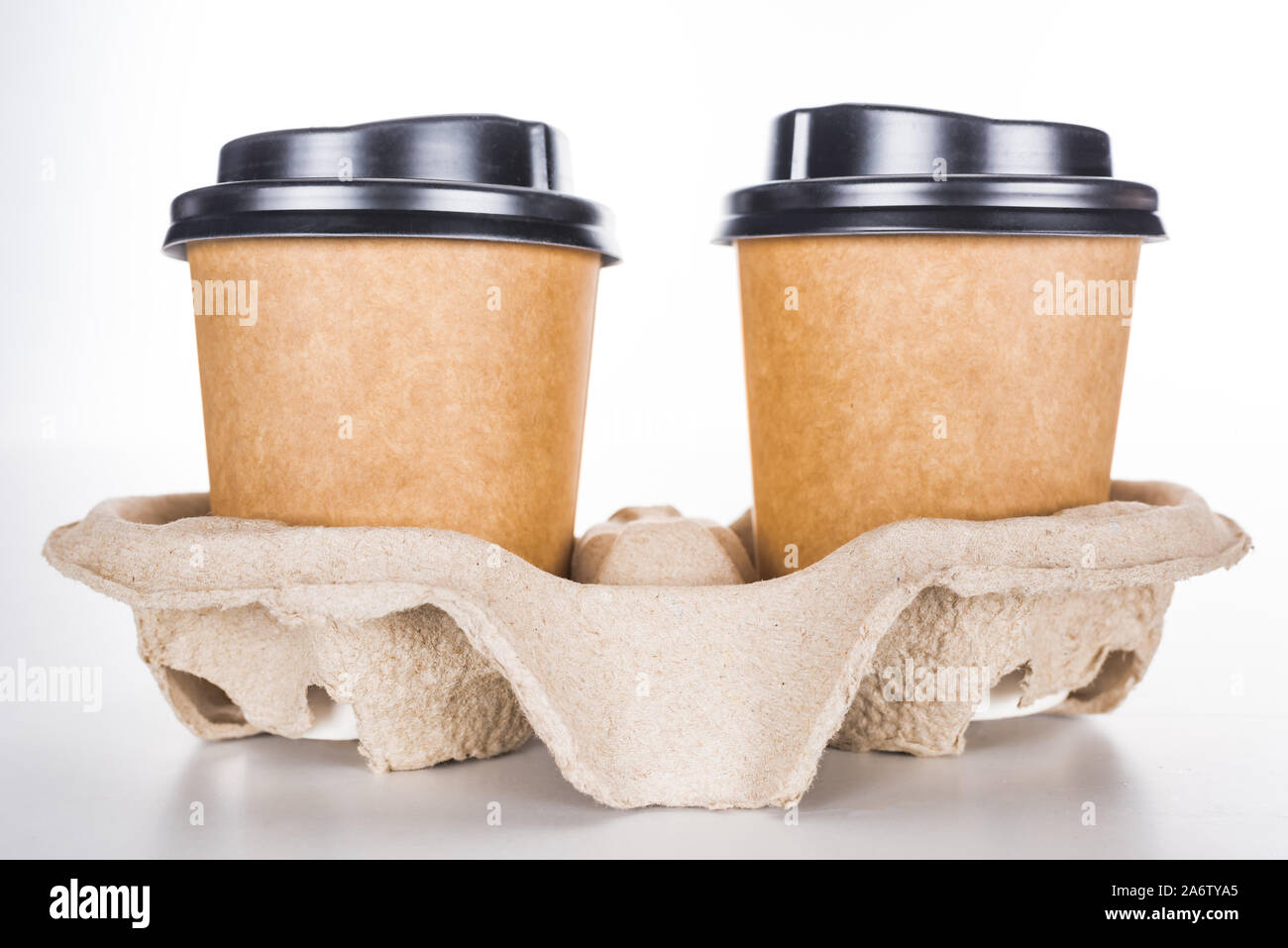paper cups with coffee in cardboard tray on white background Stock ...