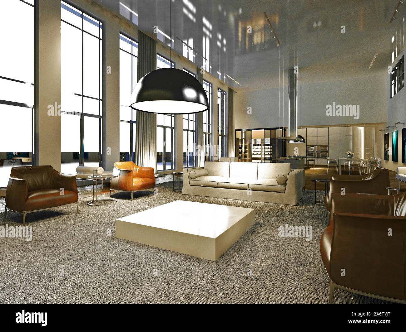 3d render of hotel lobby and reception Stock Photo - Alamy