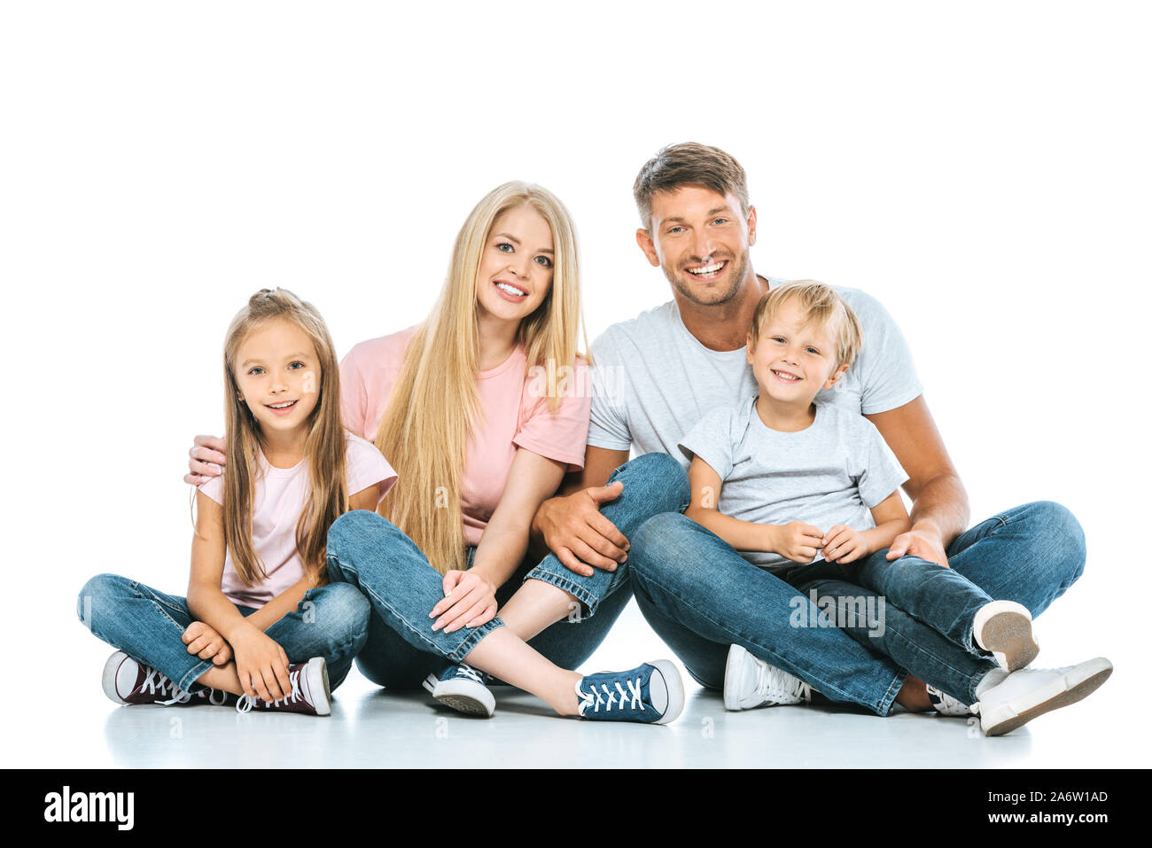 Happy parents four kids hi-res stock photography and images - Alamy