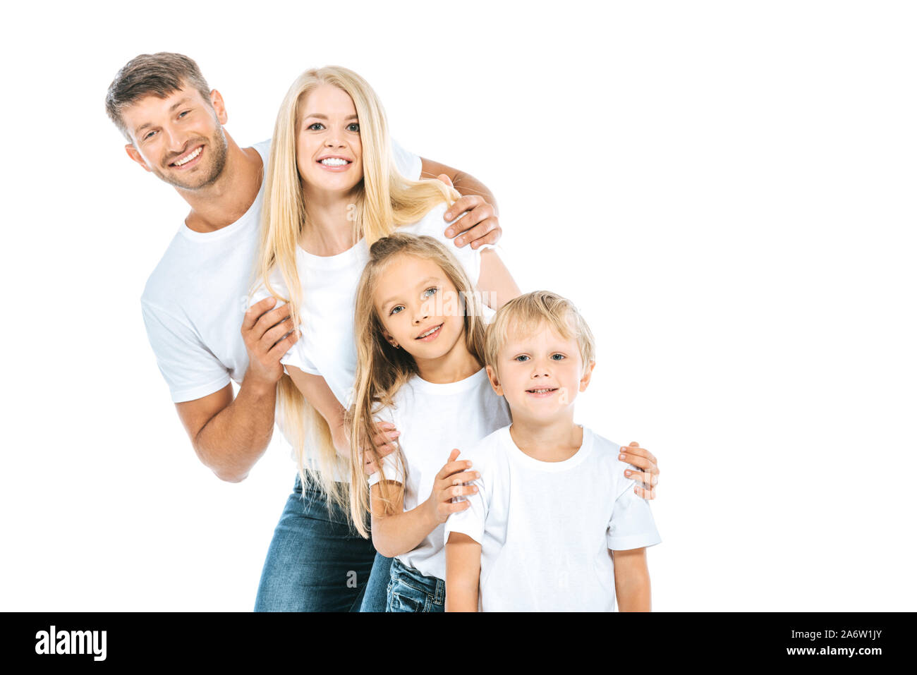 Positive family four people hi-res stock photography and images - Alamy