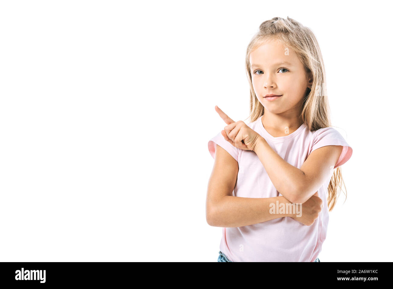 positive child pointing with finger isolated on white Stock Photo - Alamy