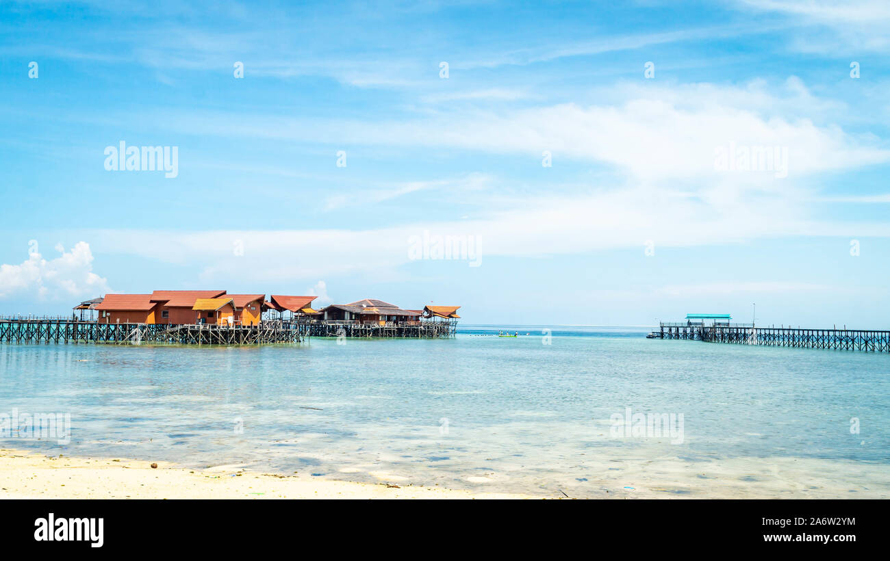 beautiful and colorful cottages at Derawan Island Resort, Borneo ...