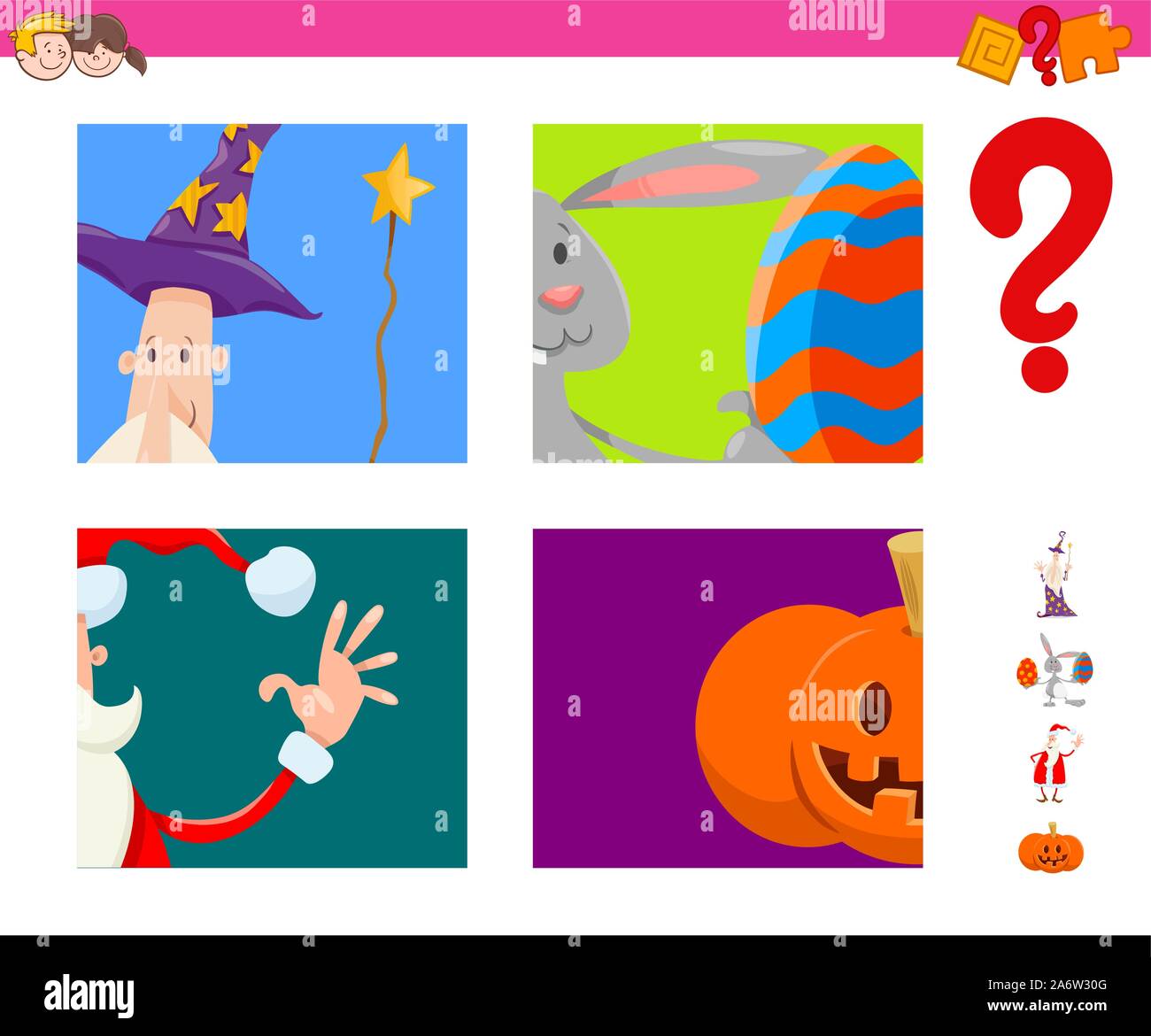 Cartoon Illustration of Educational Game of Guessing Fantasy and ...