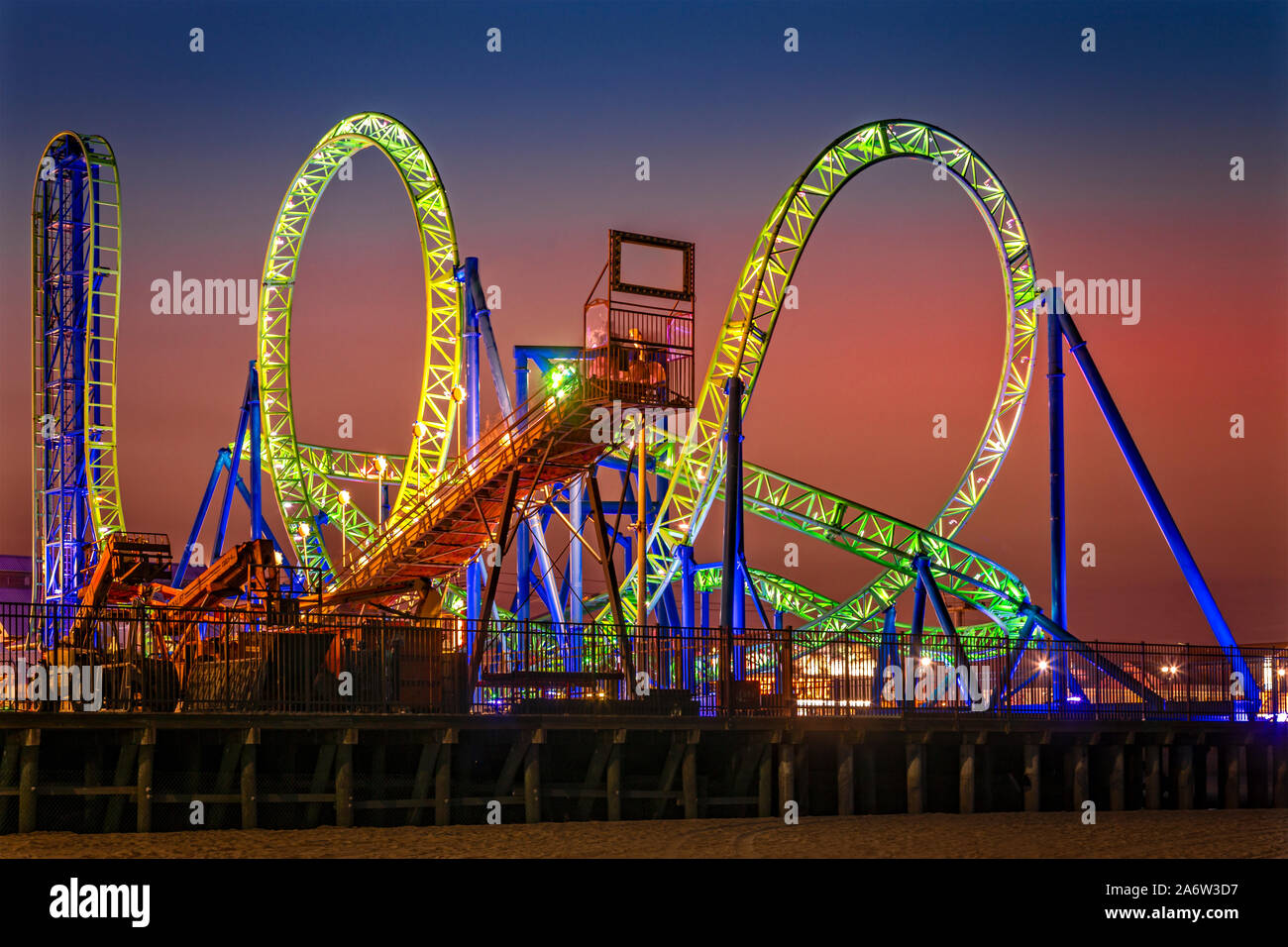 Casino Pier and Hydrus Sunset - Evening view to the colorful and ...
