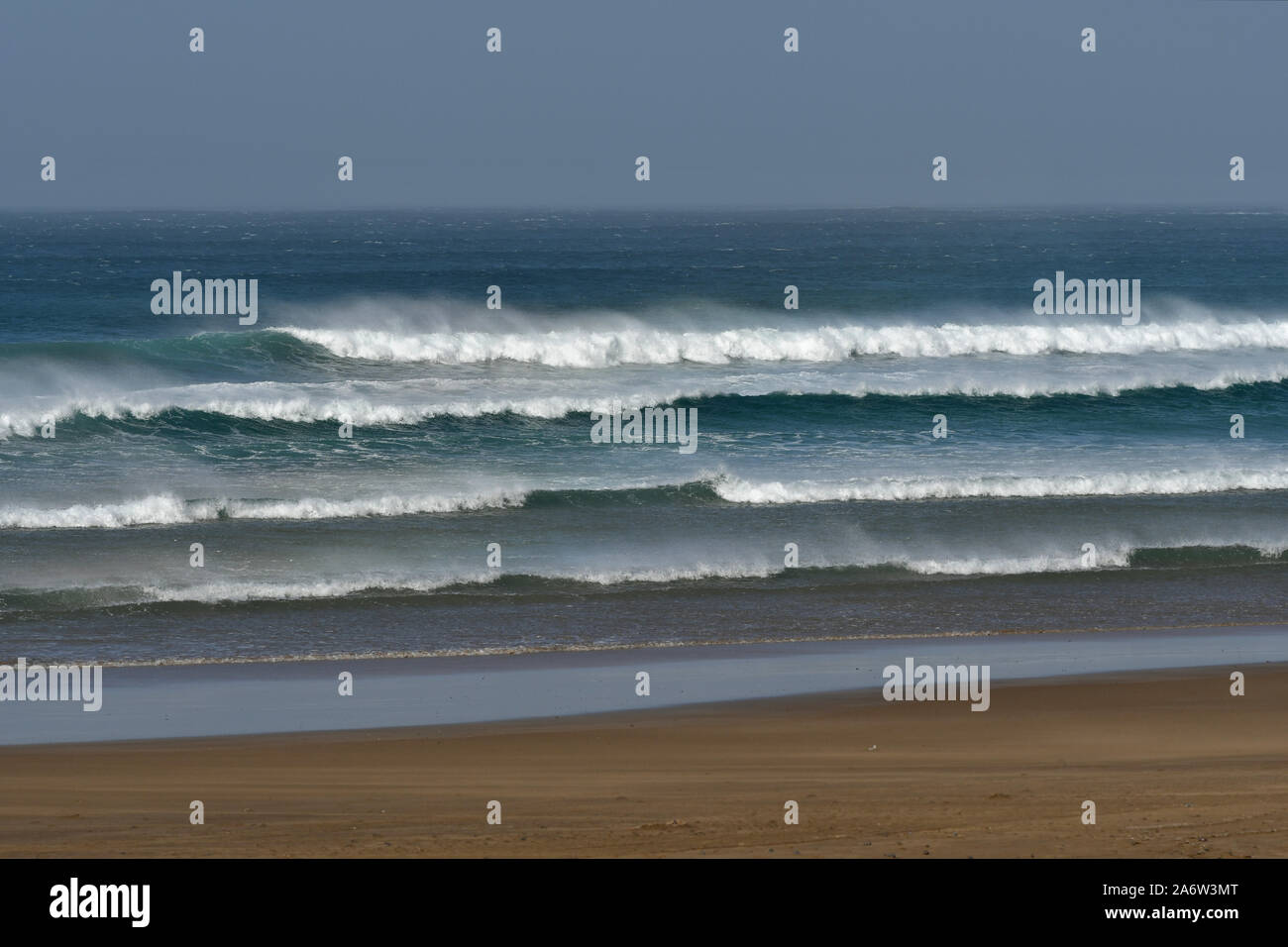 High waves at Famara beach while the Calima wind is blowing, Lanzarote ...