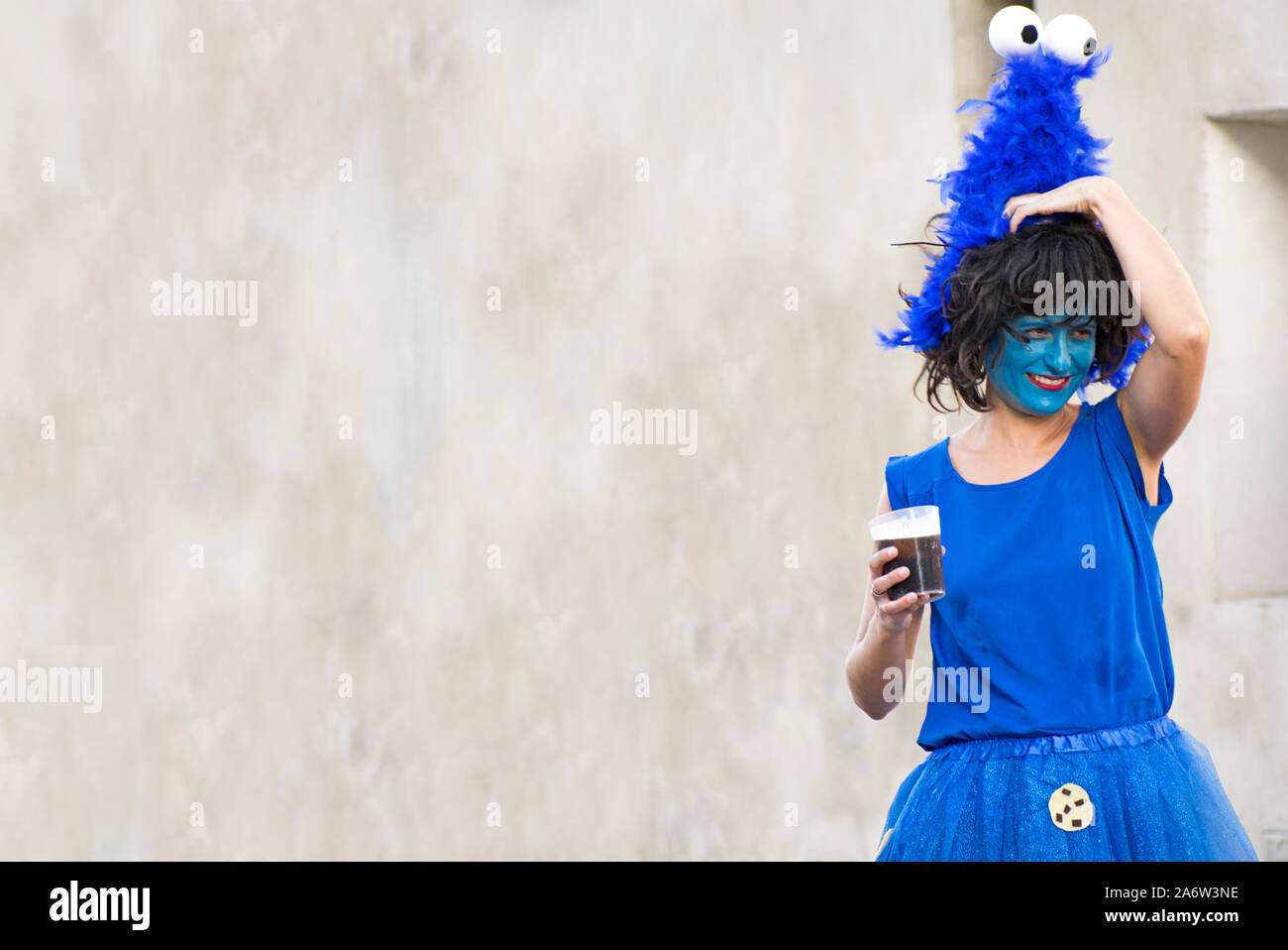 Woman In Smurf Costume