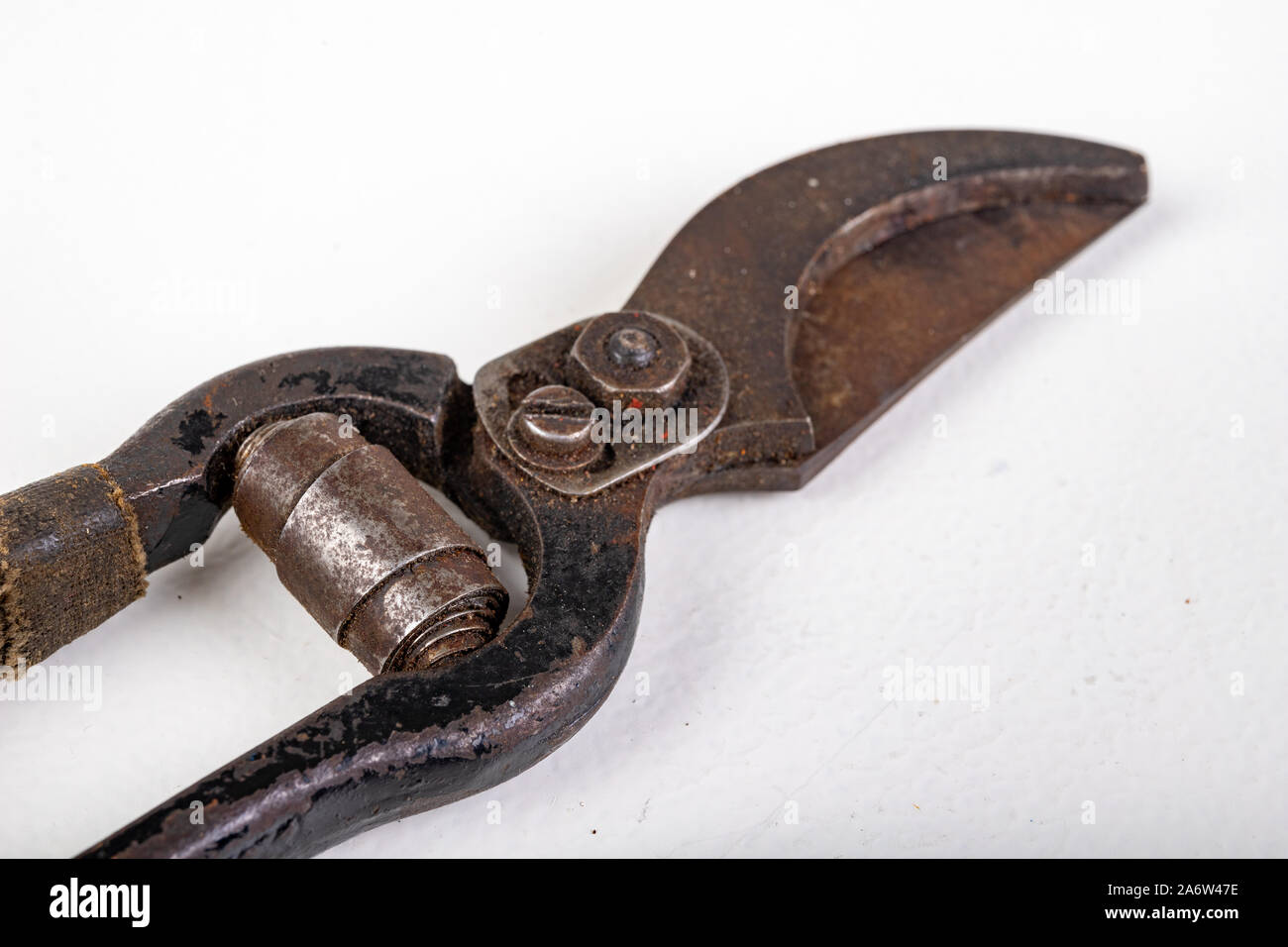 Old rusty pruning shears. Accessories for trimming tree branches and ...