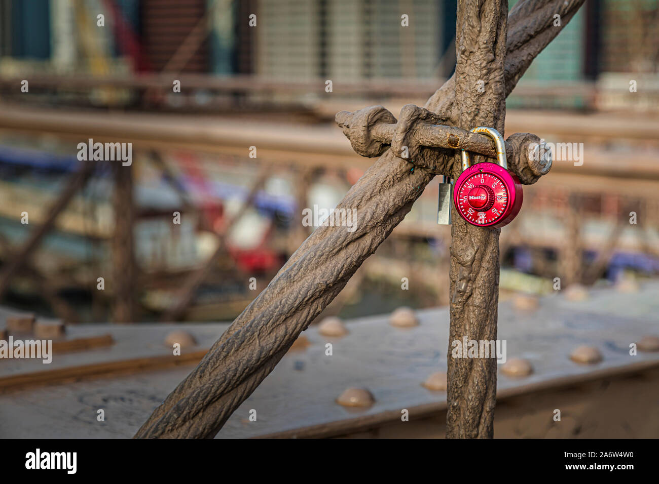 Brooklyn Bridge Love Locks - Close view to a couple of padlocks or Love ...