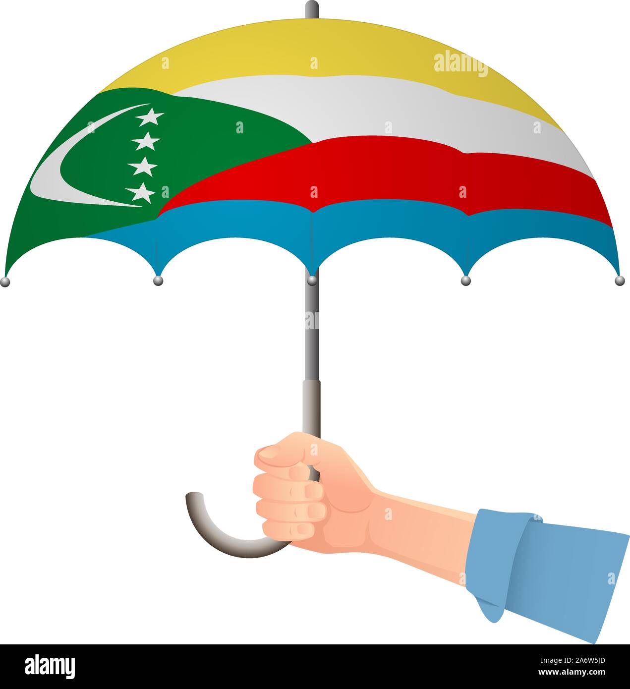 Comoros flag umbrella. Weather symbols. National flag of Comoros vector ...