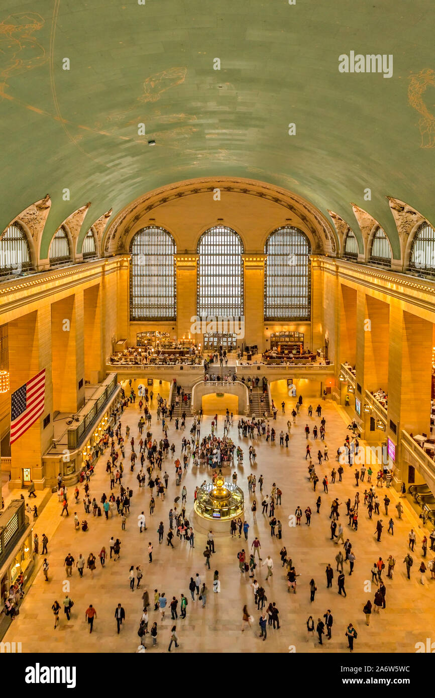 Upper view to the main concourse Grand Central Terminal located in ...