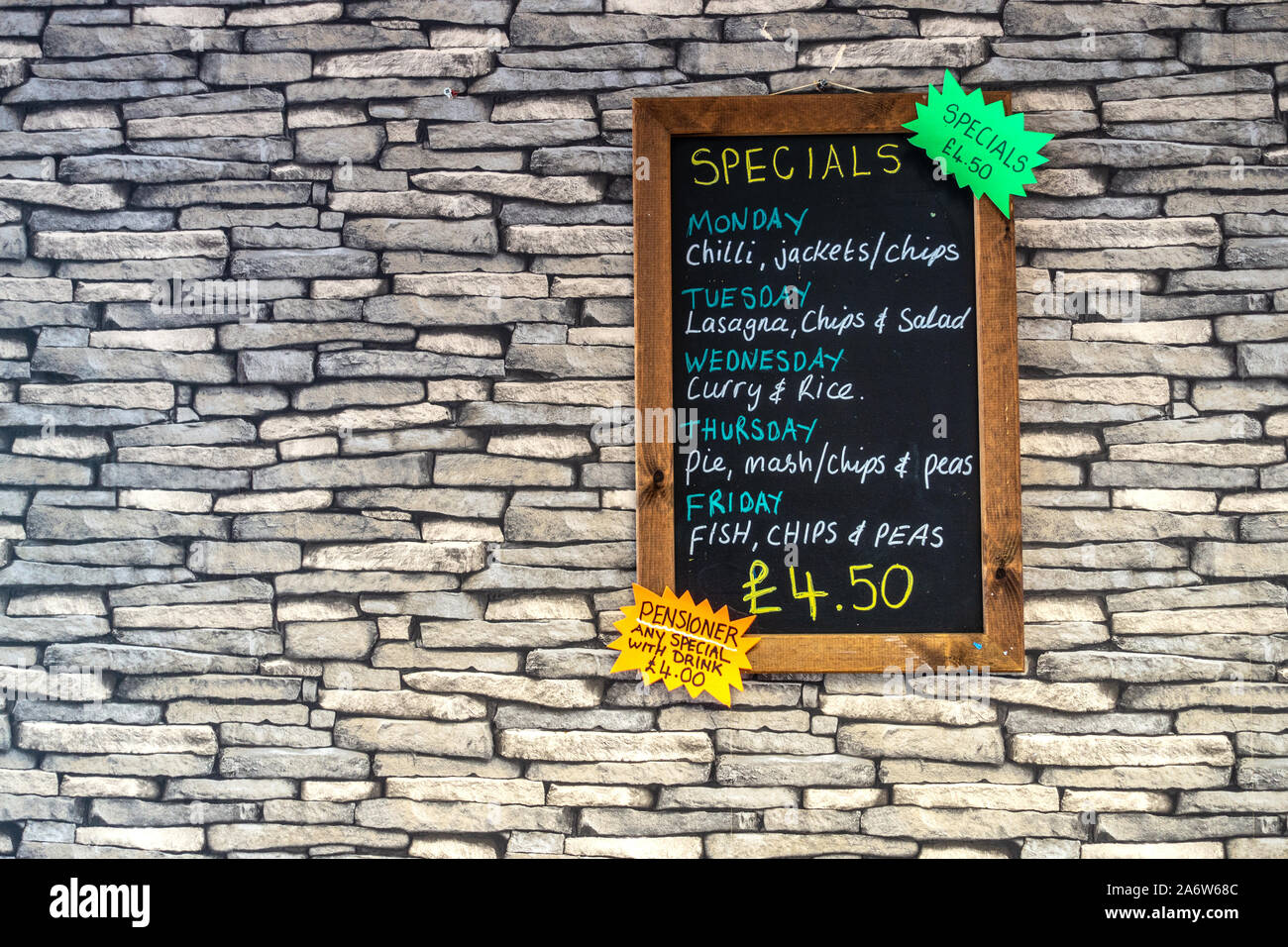 cafe menu for week Stock Photo - Alamy