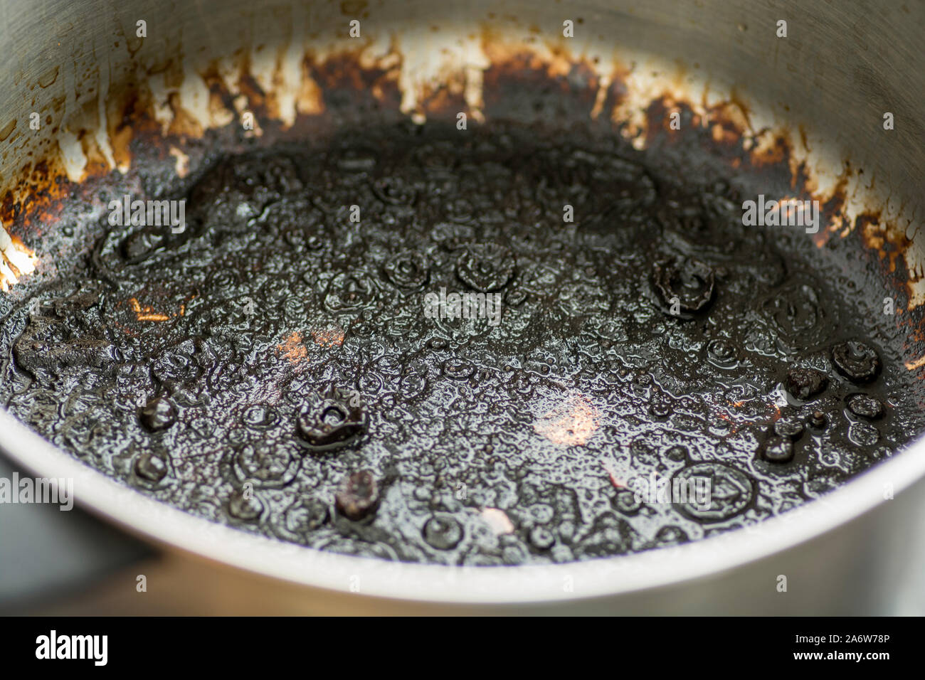 Empty burnt pot with black bottom Stock Photo - Alamy