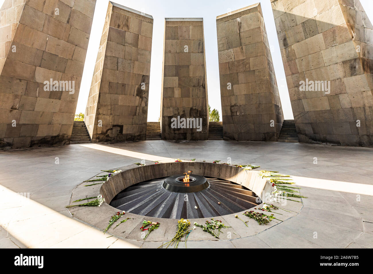 Yerevan, Yerevan Province, Armenia. The eternal flame with flowers, in ...