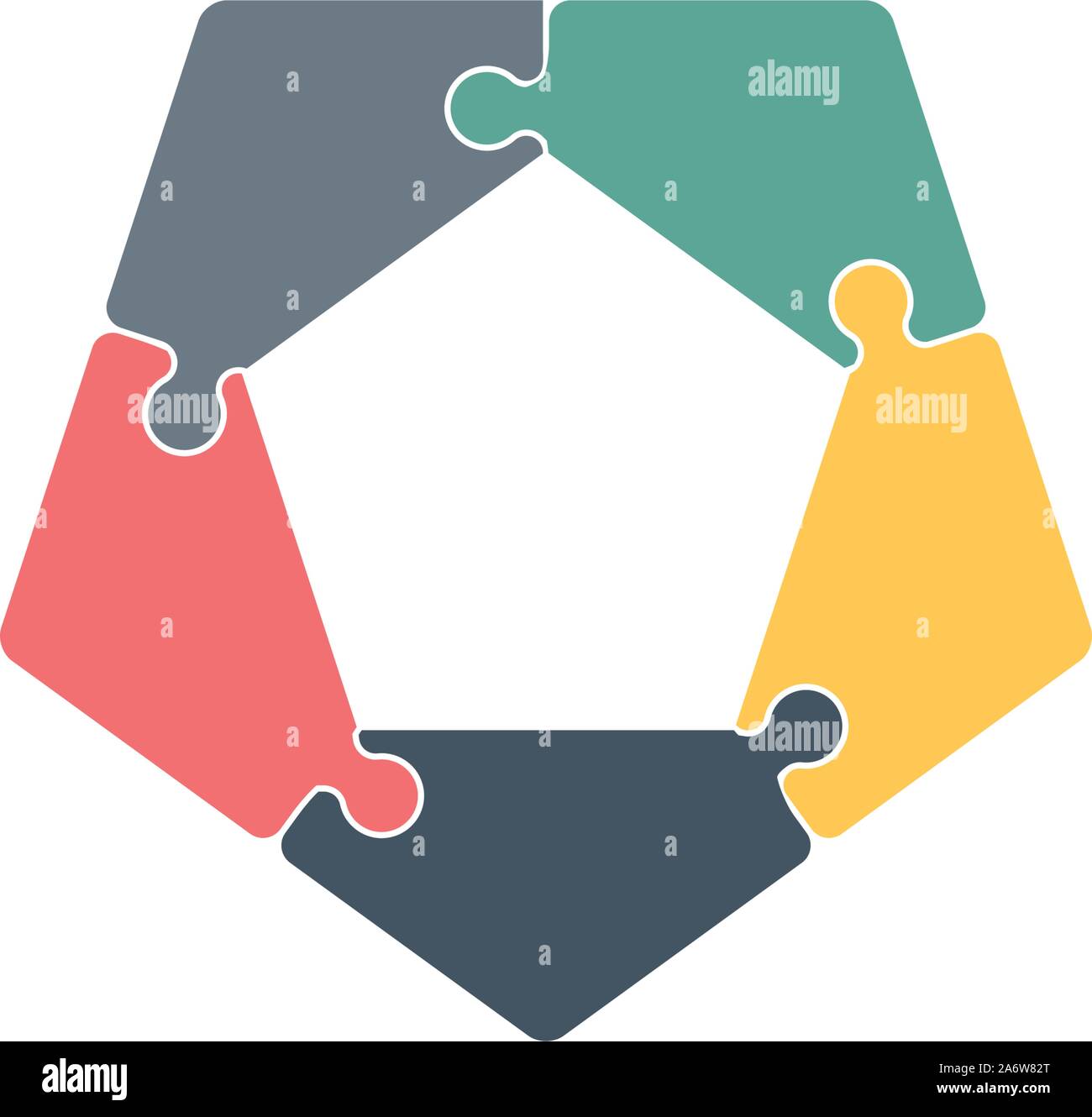 Five piece pentagon flat puzzle infographic presentation. 5 step circle ...
