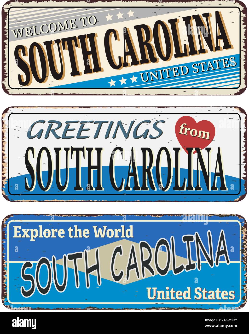 Vintage tin sign with America state South Carolina Retro souvenir or ...