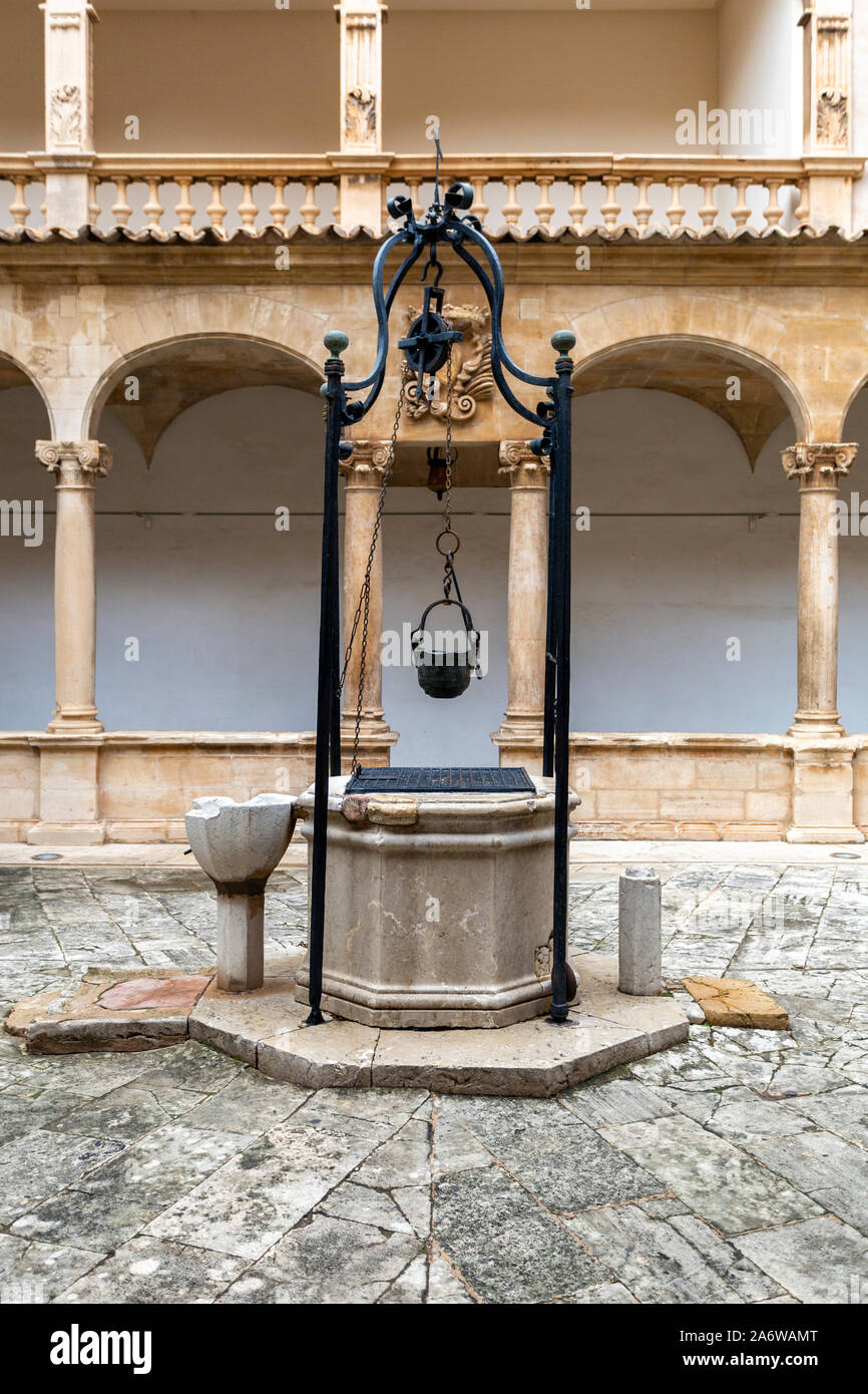 Medieval courtyard next to the Cathedral of Palma in Spain Stock Photo ...