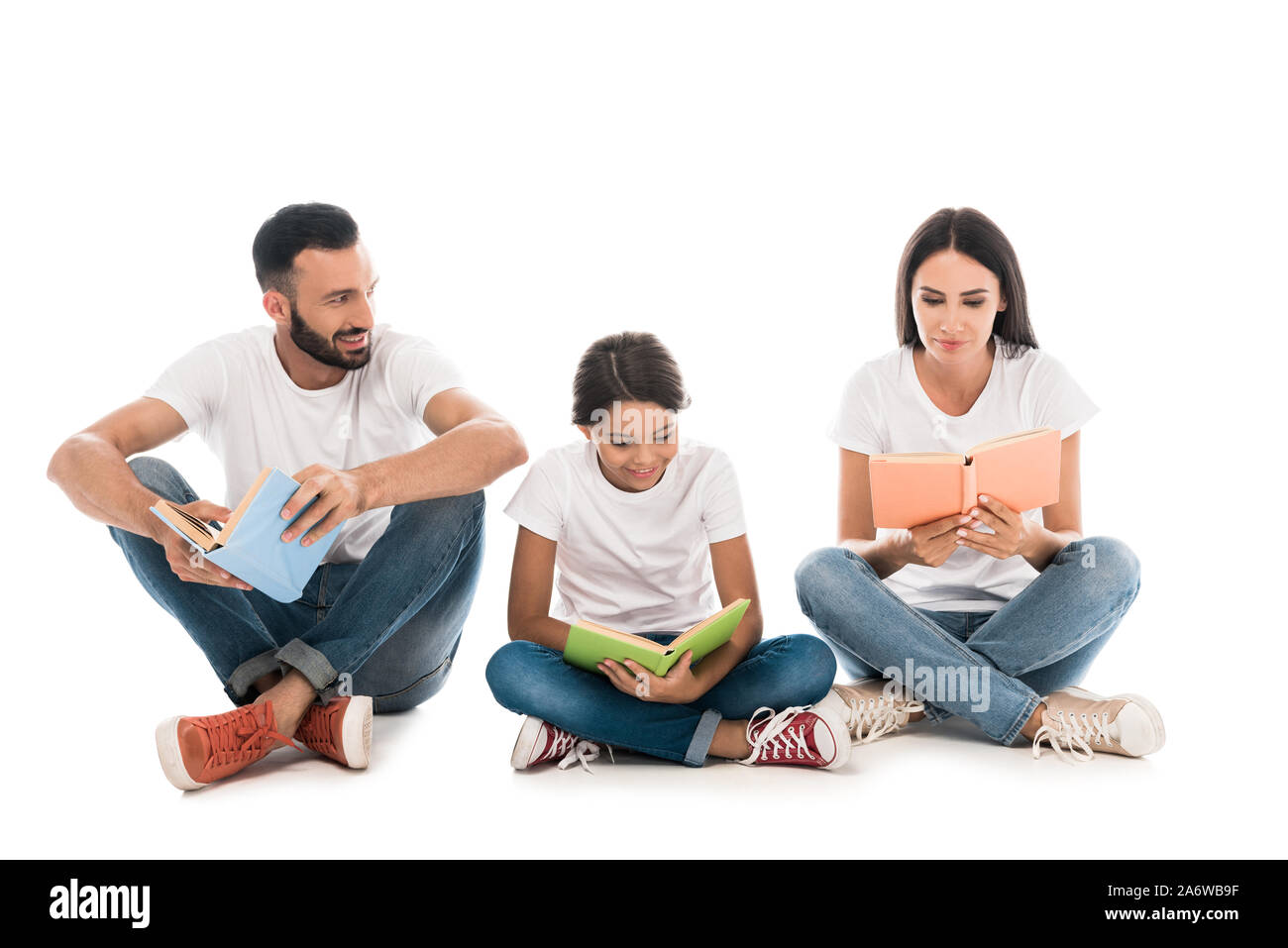Man girl sitting reading Cut Out Stock Images & Pictures - Alamy
