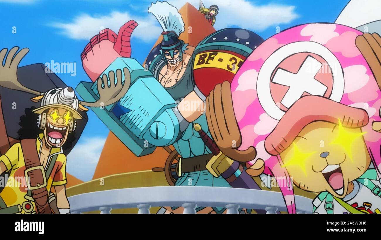 ONE PIECE: STAMPEDE, from left: Usopp (US voice: Sonny Strait), Franky ...