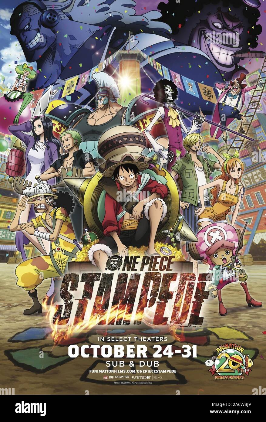 ONE PIECE: STAMPEDE, US poster, top from left: Douglas Bullet, Buena ...