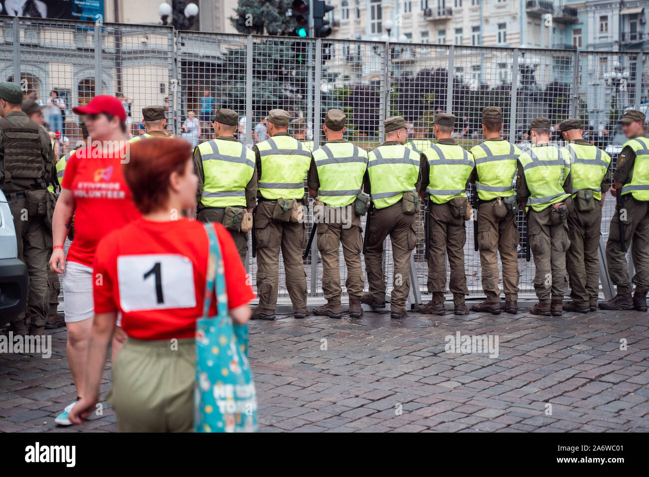 Police force to maintain order in the area during the rally Stock Photo ...