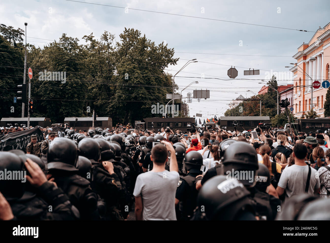 Police force to maintain order in the area during the rally Stock Photo ...