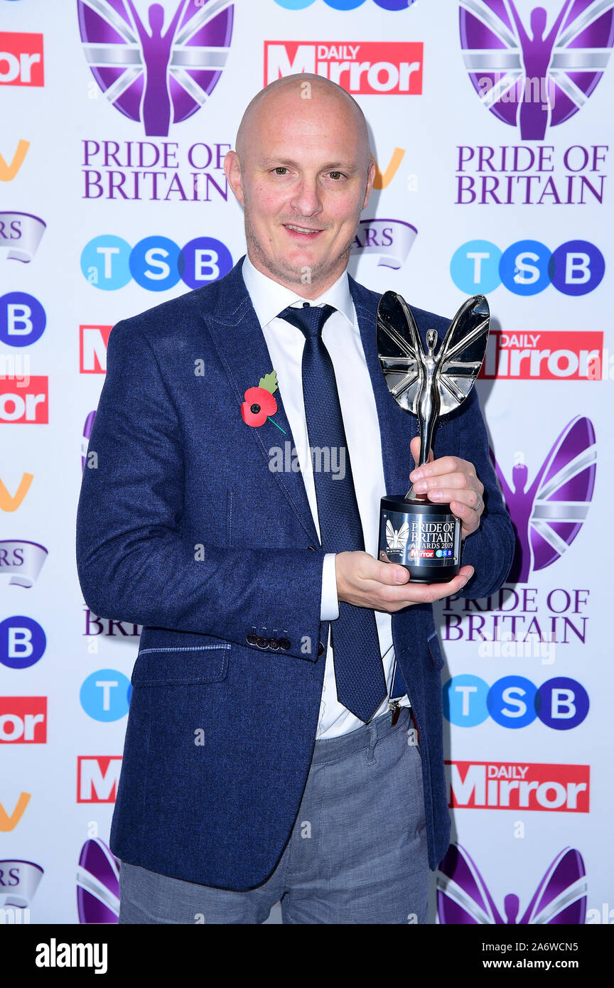 Daniel Nicholson with his Outstanding Bravery award during the Pride of ...
