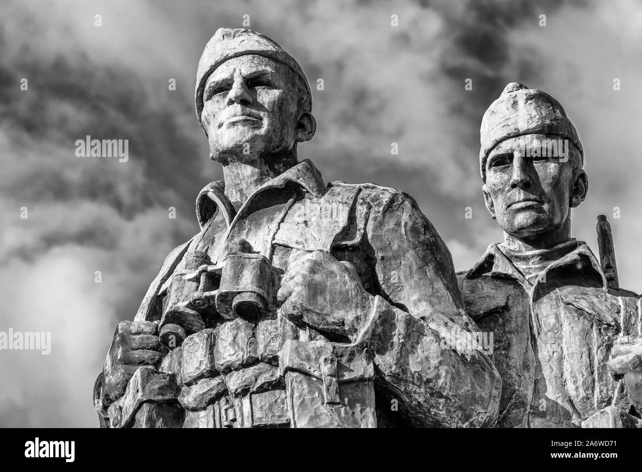 Army Commandos Memorial in monochrome at Spean Bridge in the Scottish ...