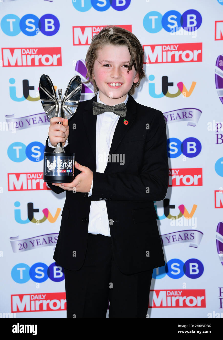 Ben Hedger with his Child of Courage award during the Pride of Britain ...