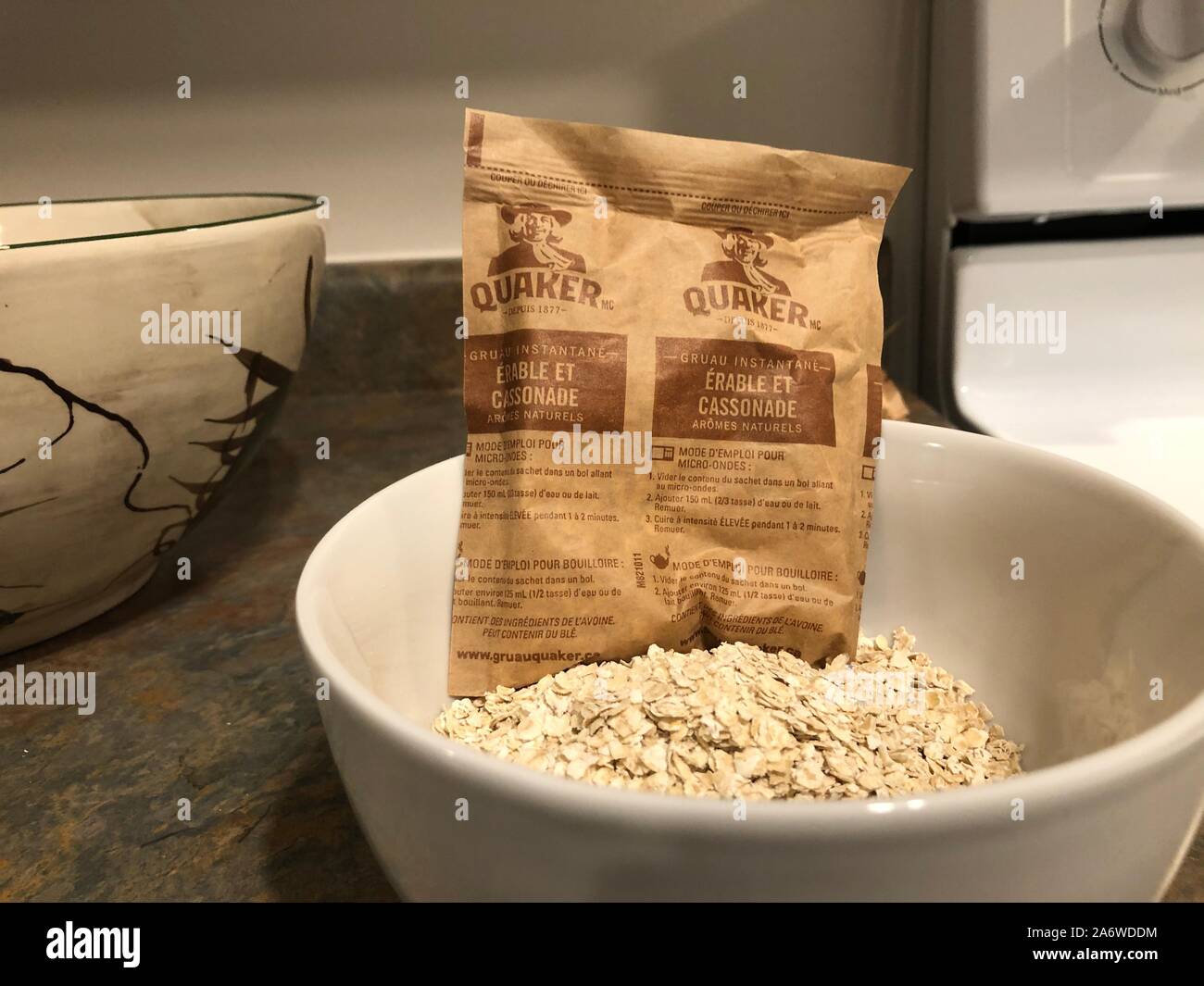 London Canada, October 28 2019: editorial illustrative photo of Quaker ...