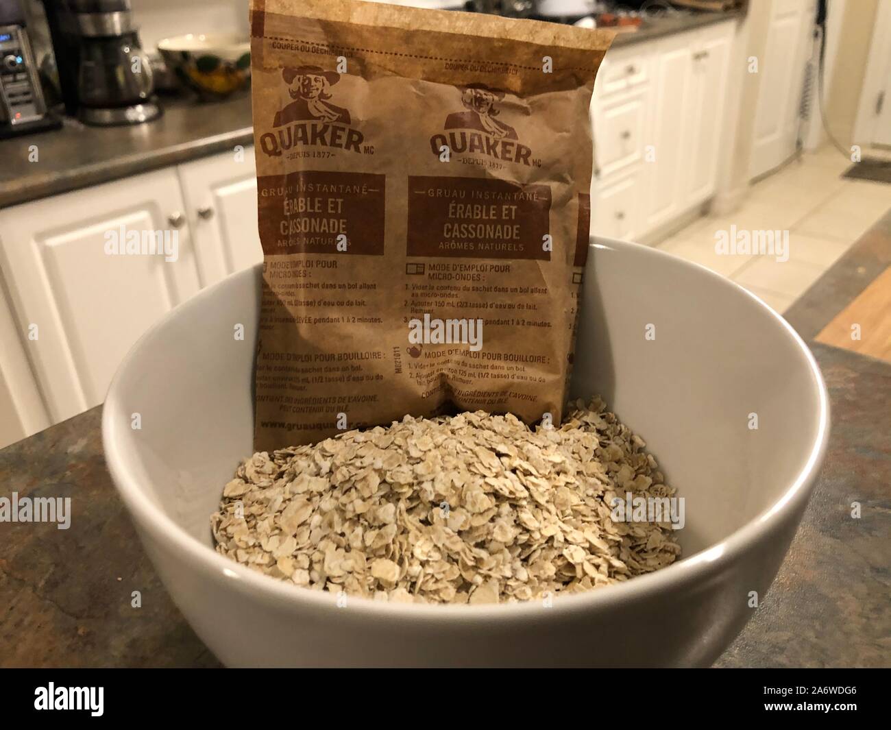 London Canada, October 28 2019: editorial illustrative photo of Quaker ...