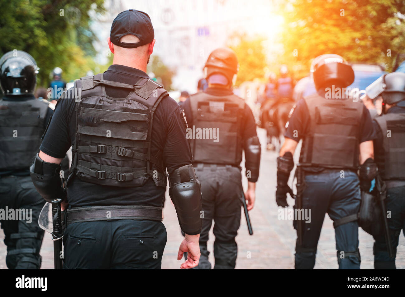 Police force to maintain order in the area during the rally Stock Photo ...