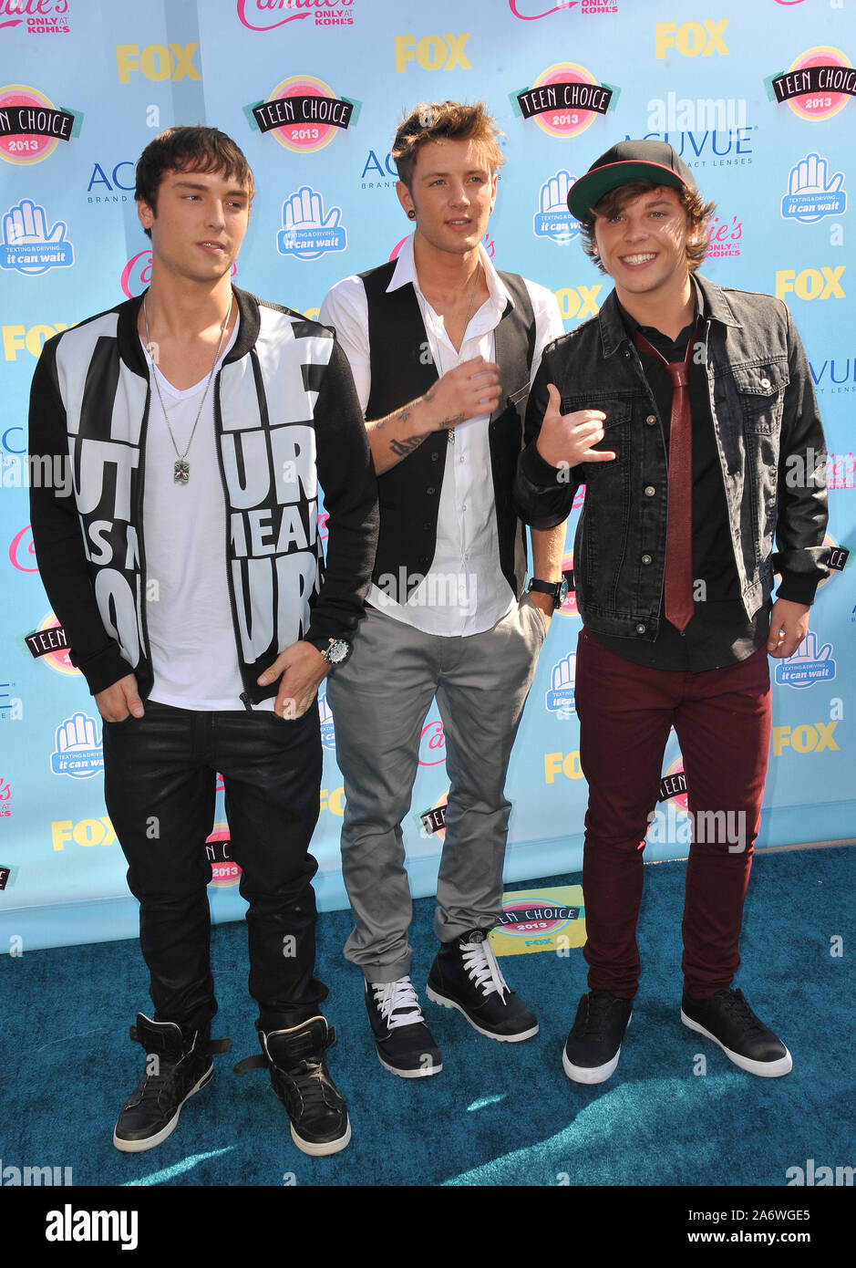 LOS ANGELES, CA. August 11, 2013: Emblem3 - Wesley Stromberg, Keaton ...